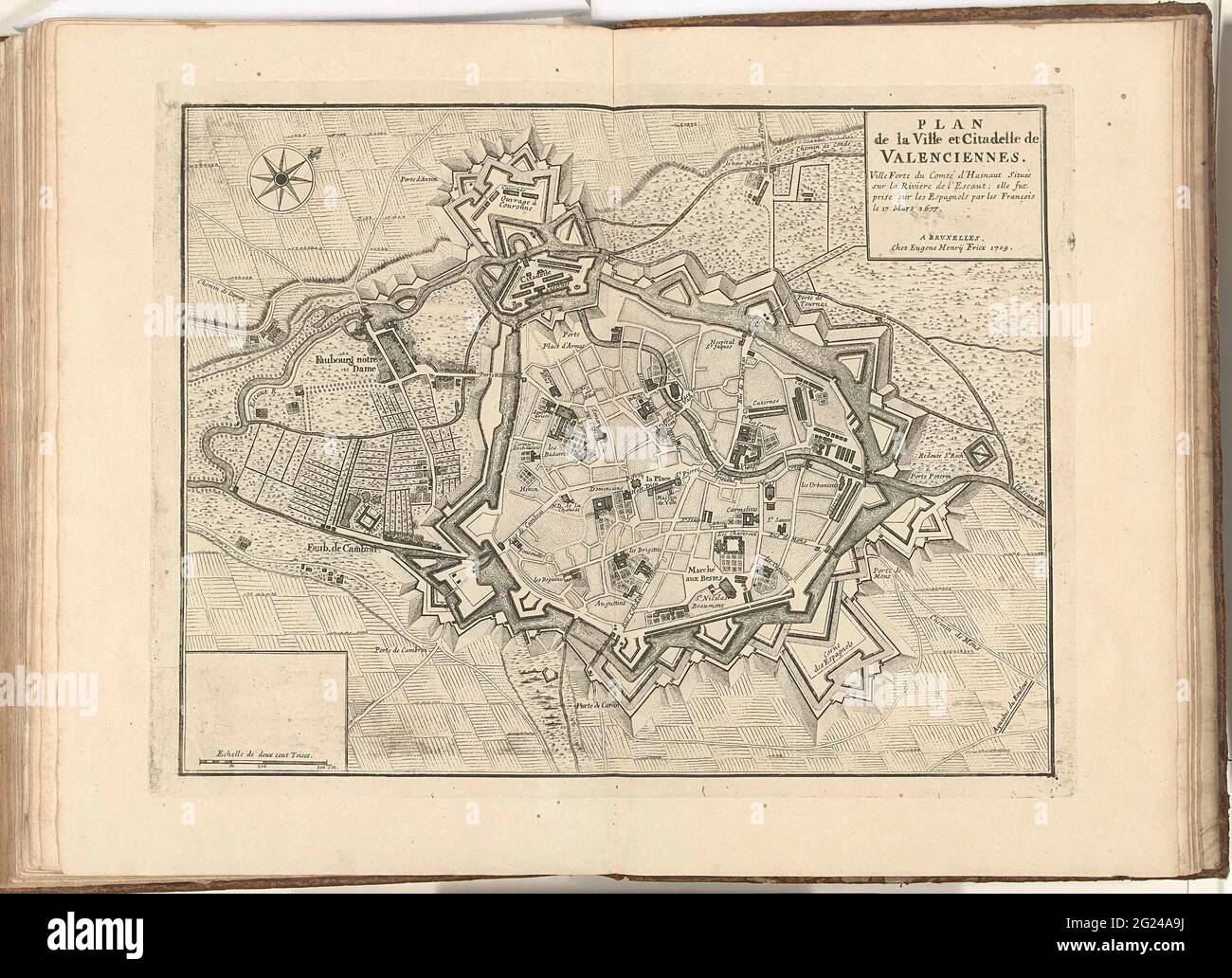 Valenciennes map, 1709; Plan De La Ville et Citadelle de Valenciennes ...