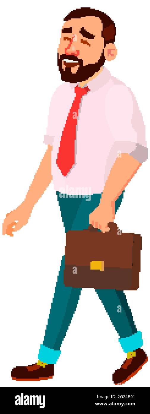 happy man manager going on job with suitcase cartoon vector Stock ...