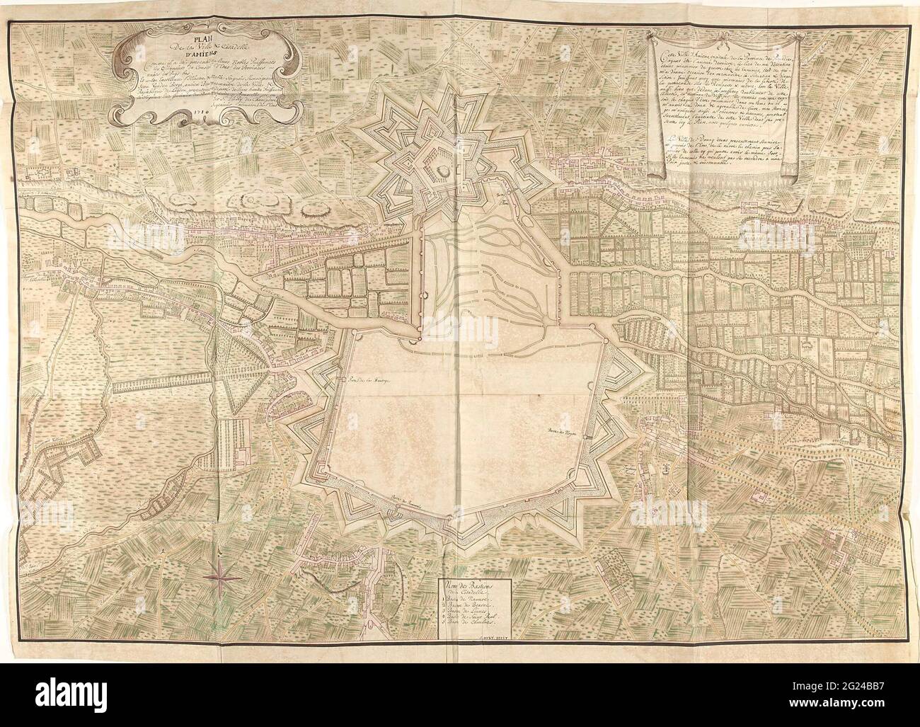 Map of Amiens, 1710; Plan De La Ville et Citadelle d'Amiens. Large ...