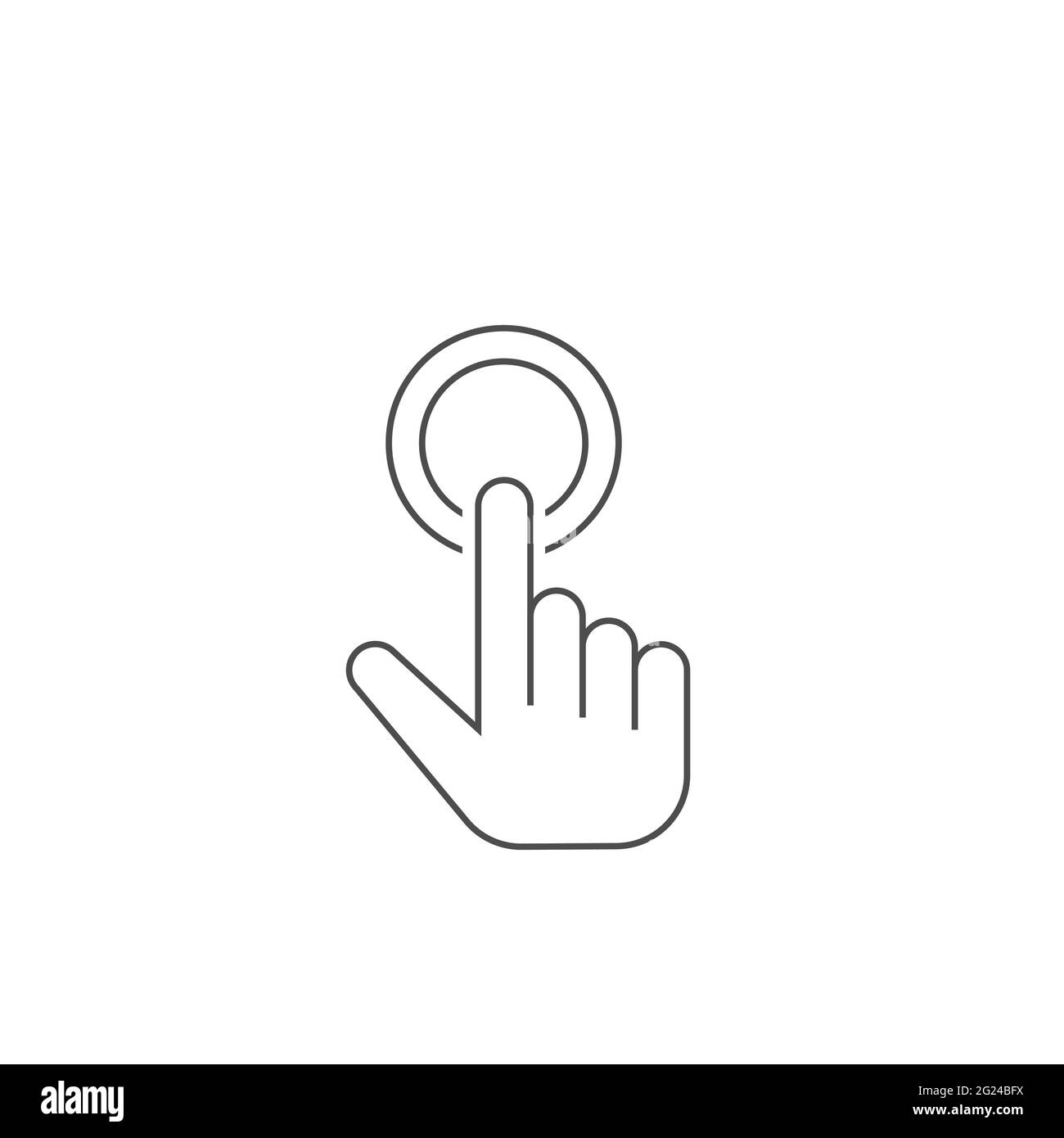 Finger pressing button outline vector icon Cursor pointer symbol, logo ...