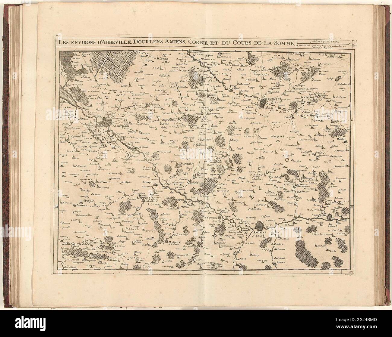 Map of Northern France with the course of the Somme, 1710; Les Environs ...