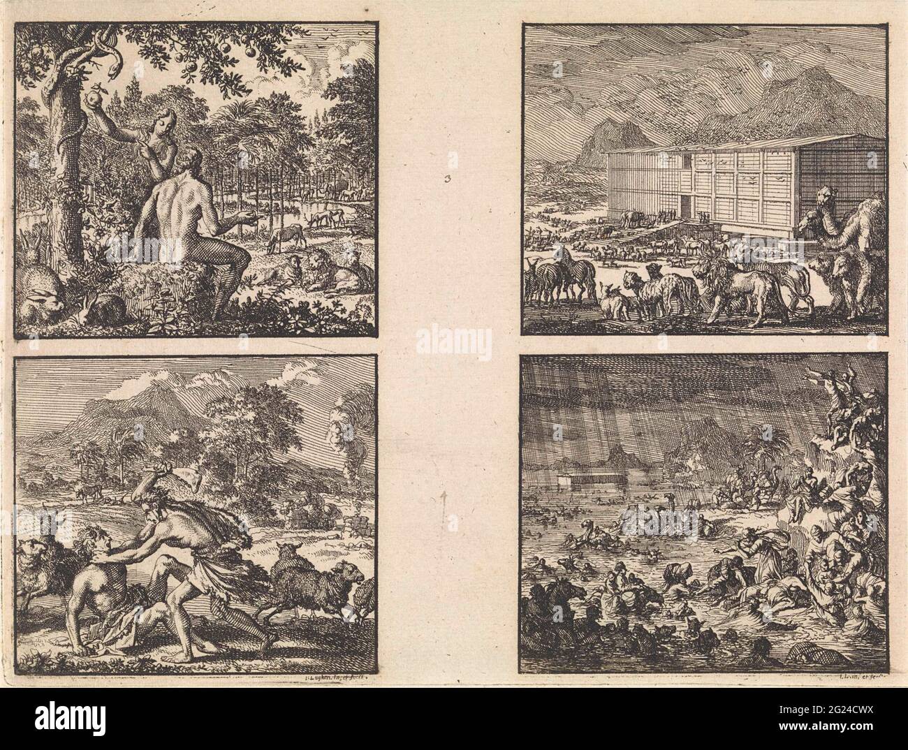 Adam and EVA in Paradise / Abel by Cain beaten / Noah charges all ...