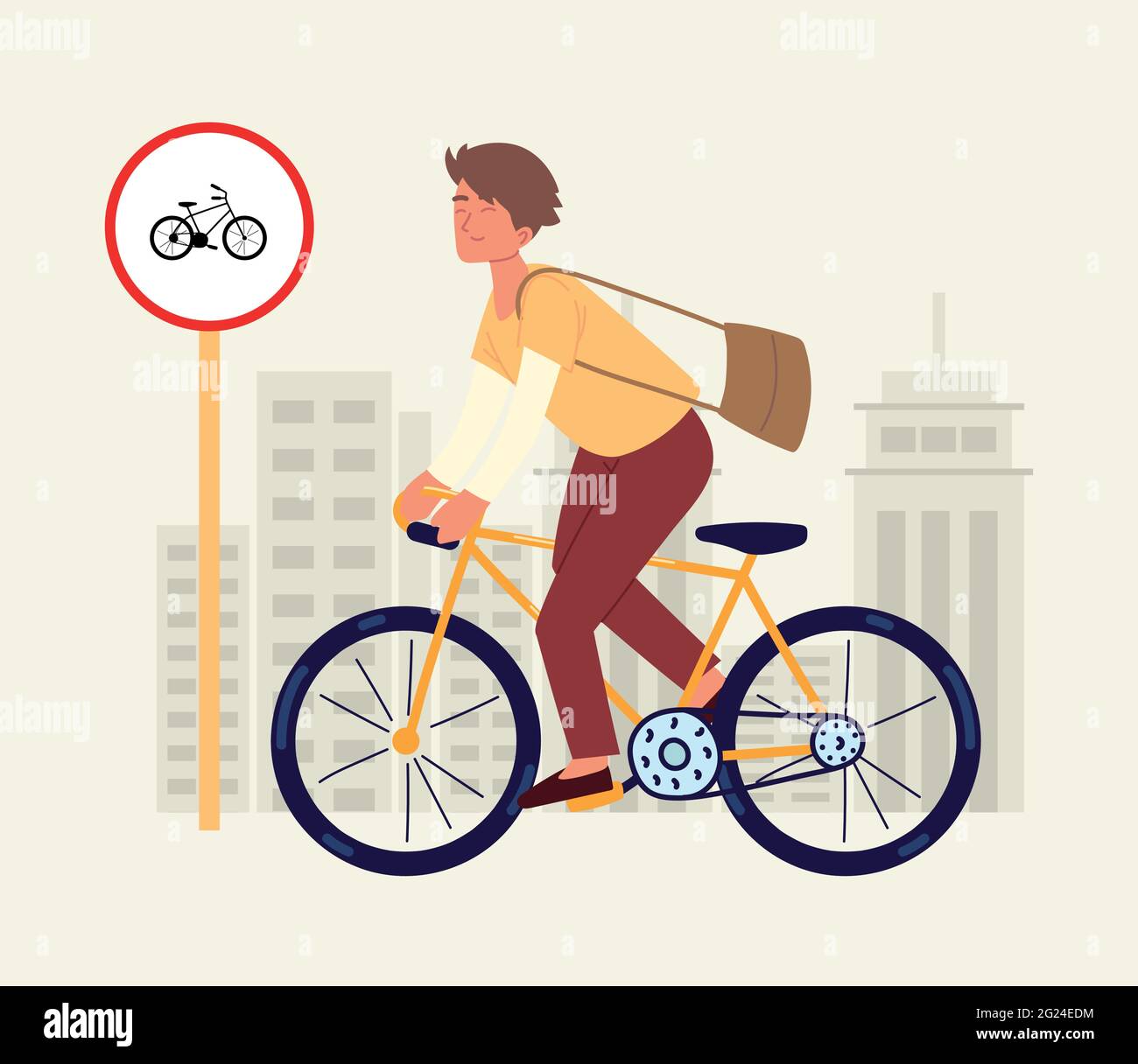 Cycling on cycle path Stock Vector Images - Alamy