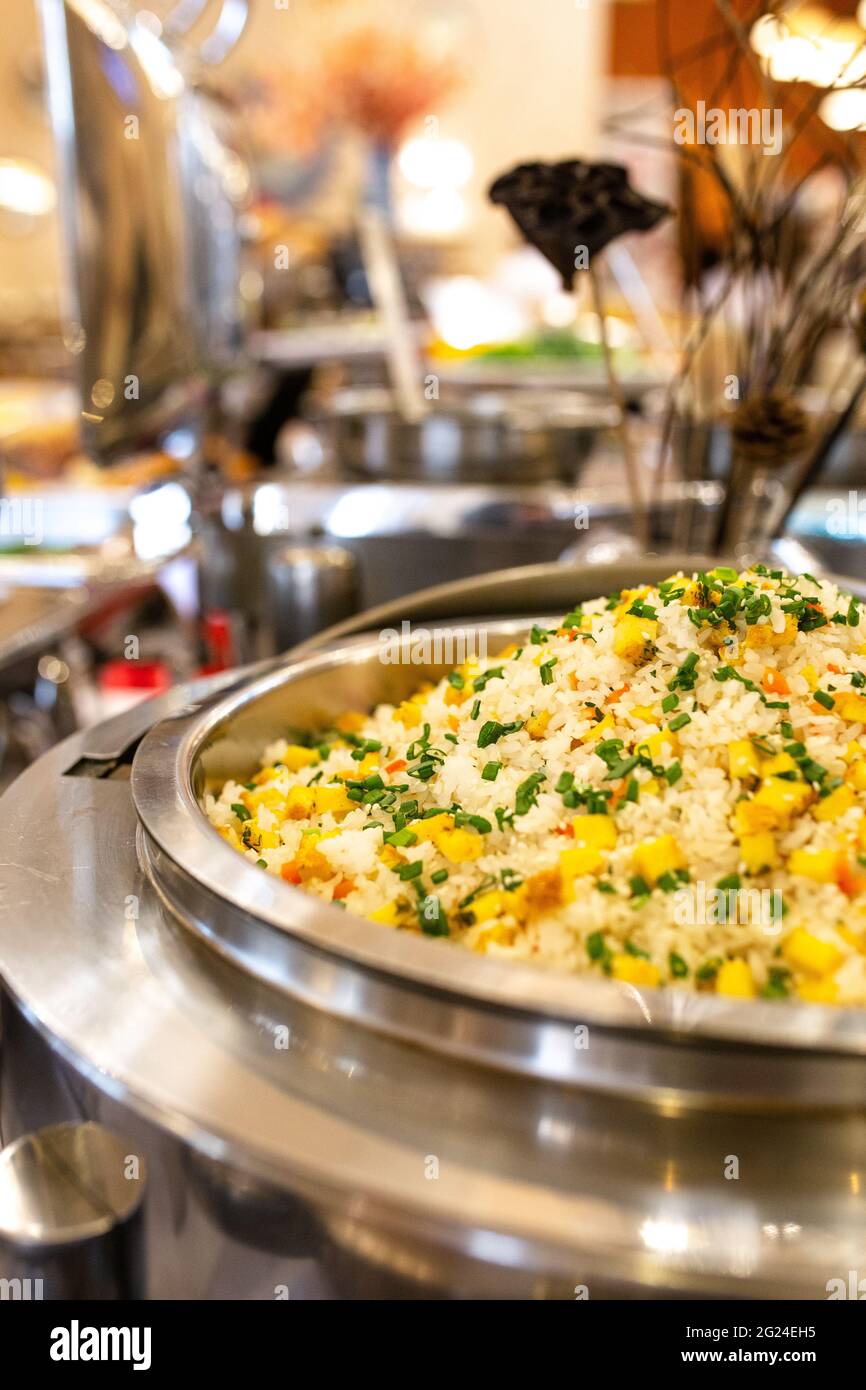 rice with corn a buffet in a cafe Stock Photo - Alamy