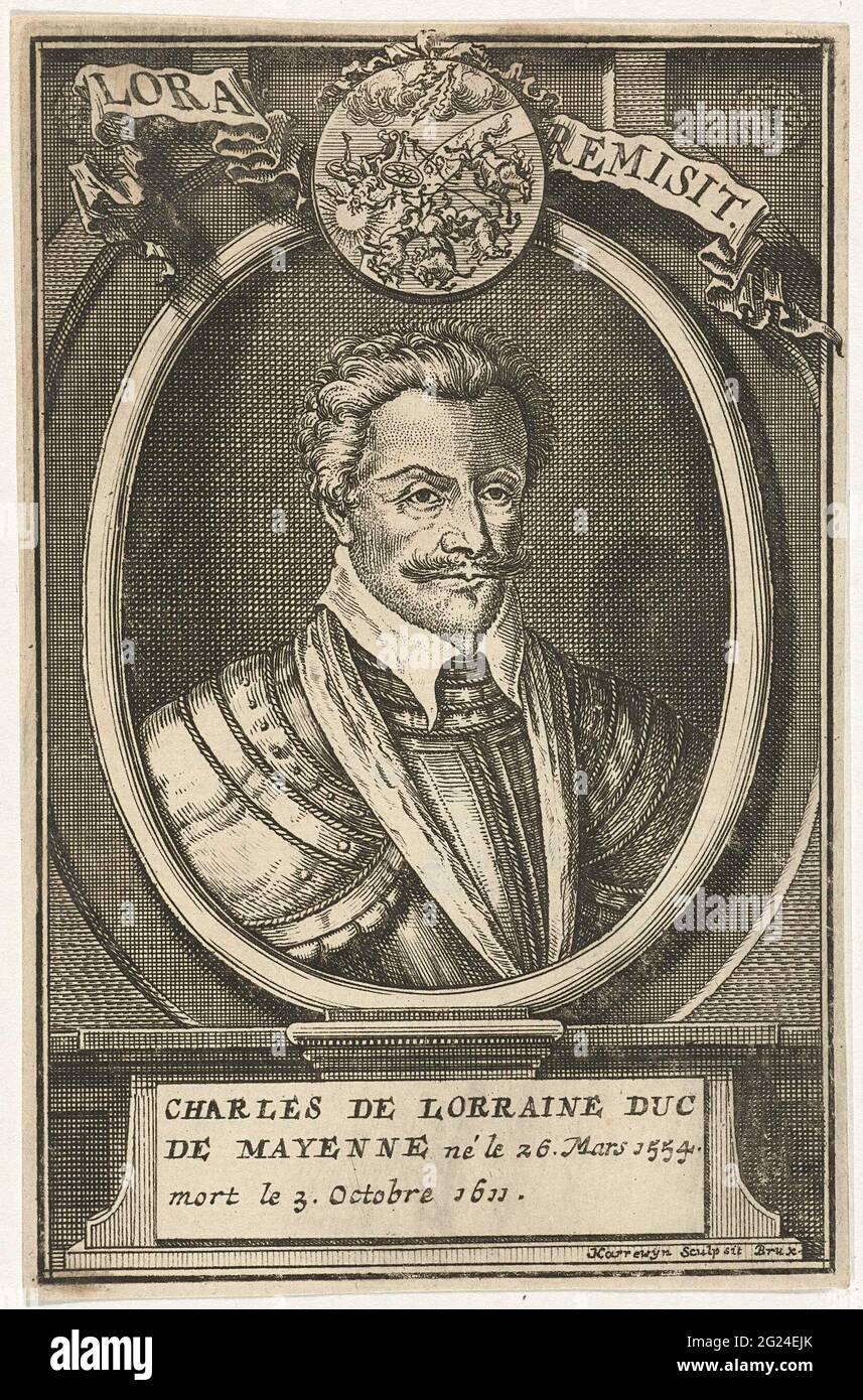 Portrait of Charles de Guise Duc de Mayenne. Bust to the right of ...