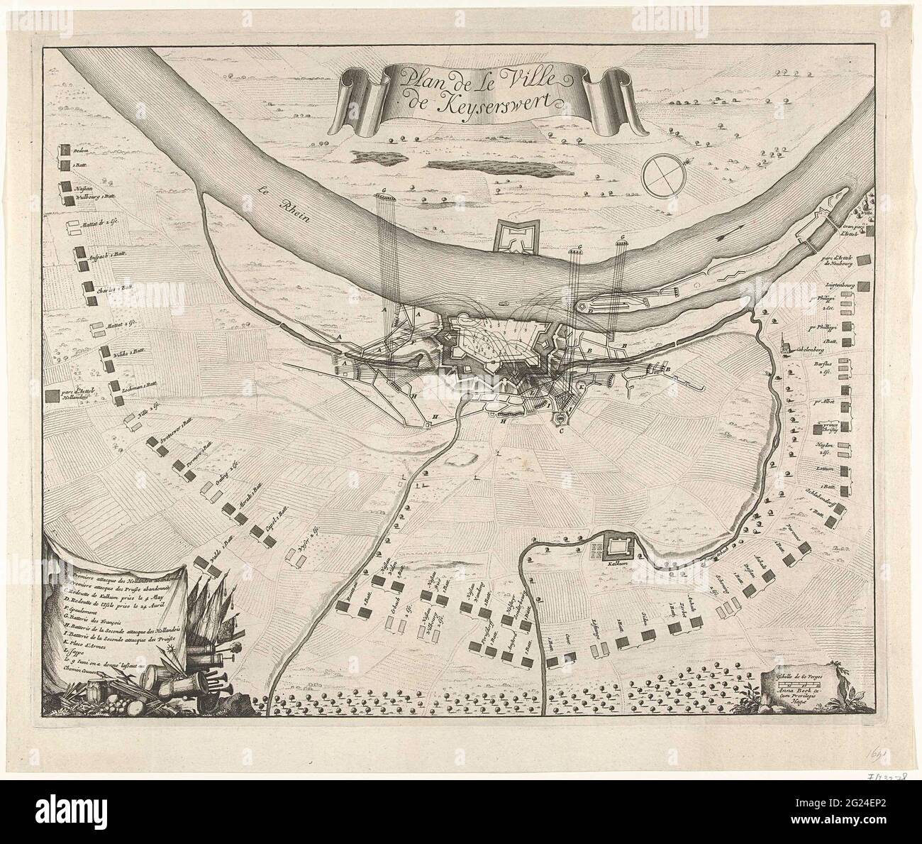 Map of the Siege of Keizersweerd, 1702; Plan De Le Ville De Keyserswert ...