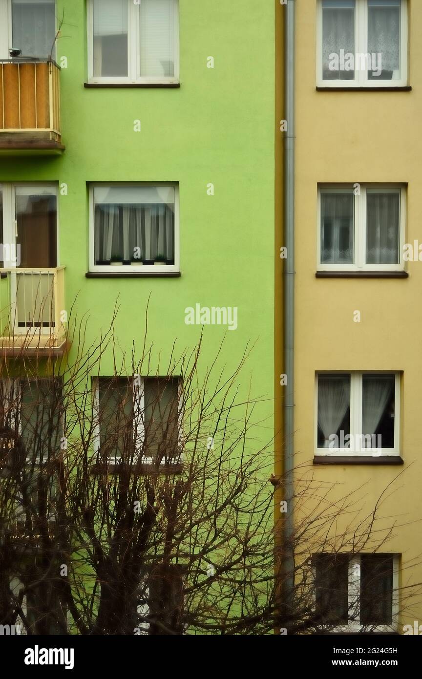 Windows and balconies in a multi-family house Stock Photo - Alamy