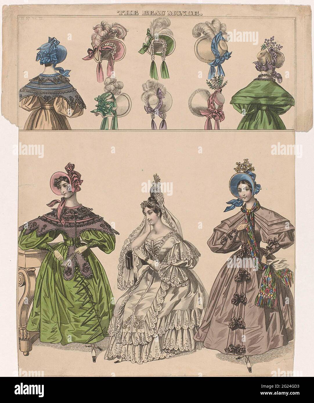 The Beau Monde, ca. 1834. In the lower context three women, from left ...