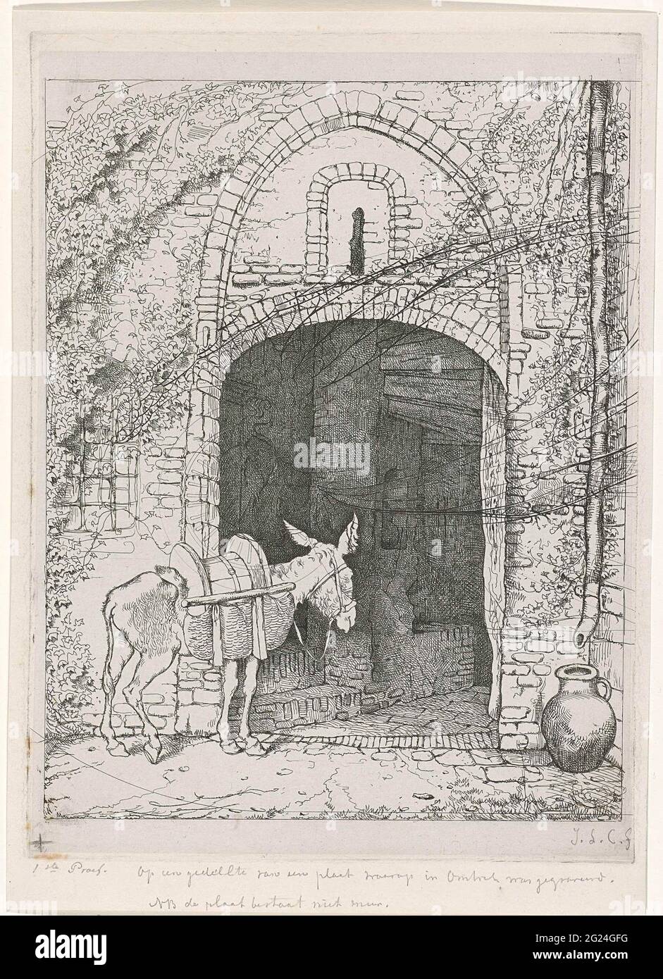 Donkey for his stable. A donkey stands for the gate of its stable. A ...