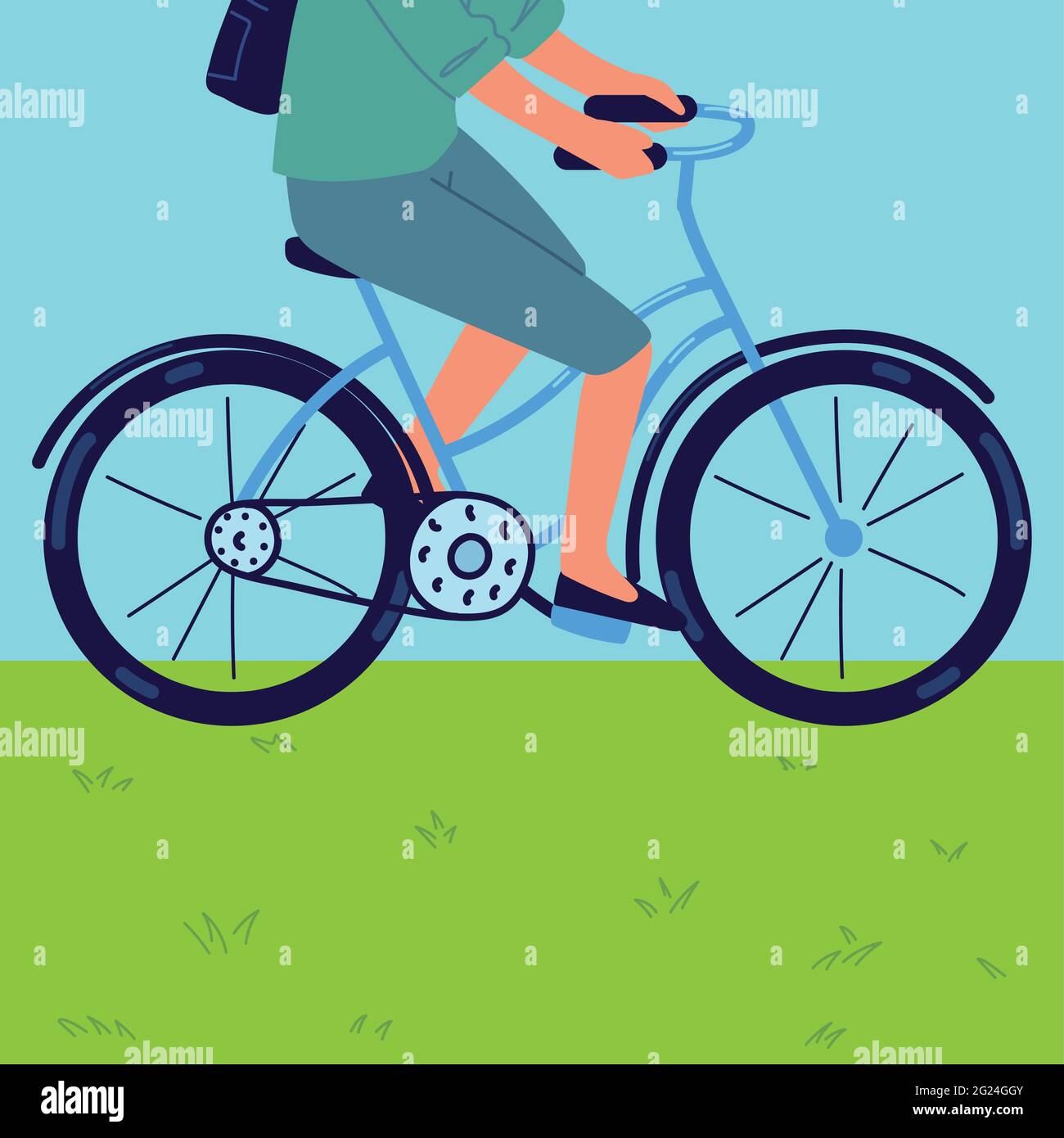 biker on way green grass Stock Vector Image & Art - Alamy