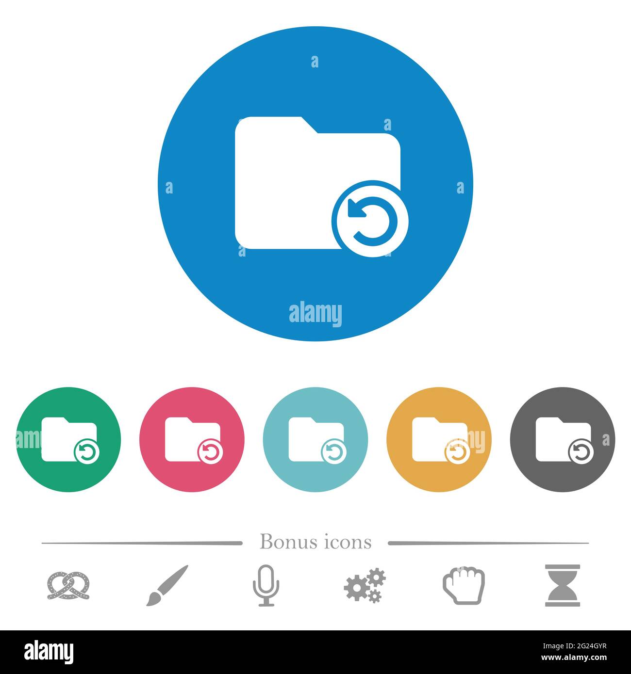 Undo directory last operation flat white icons on round color ...