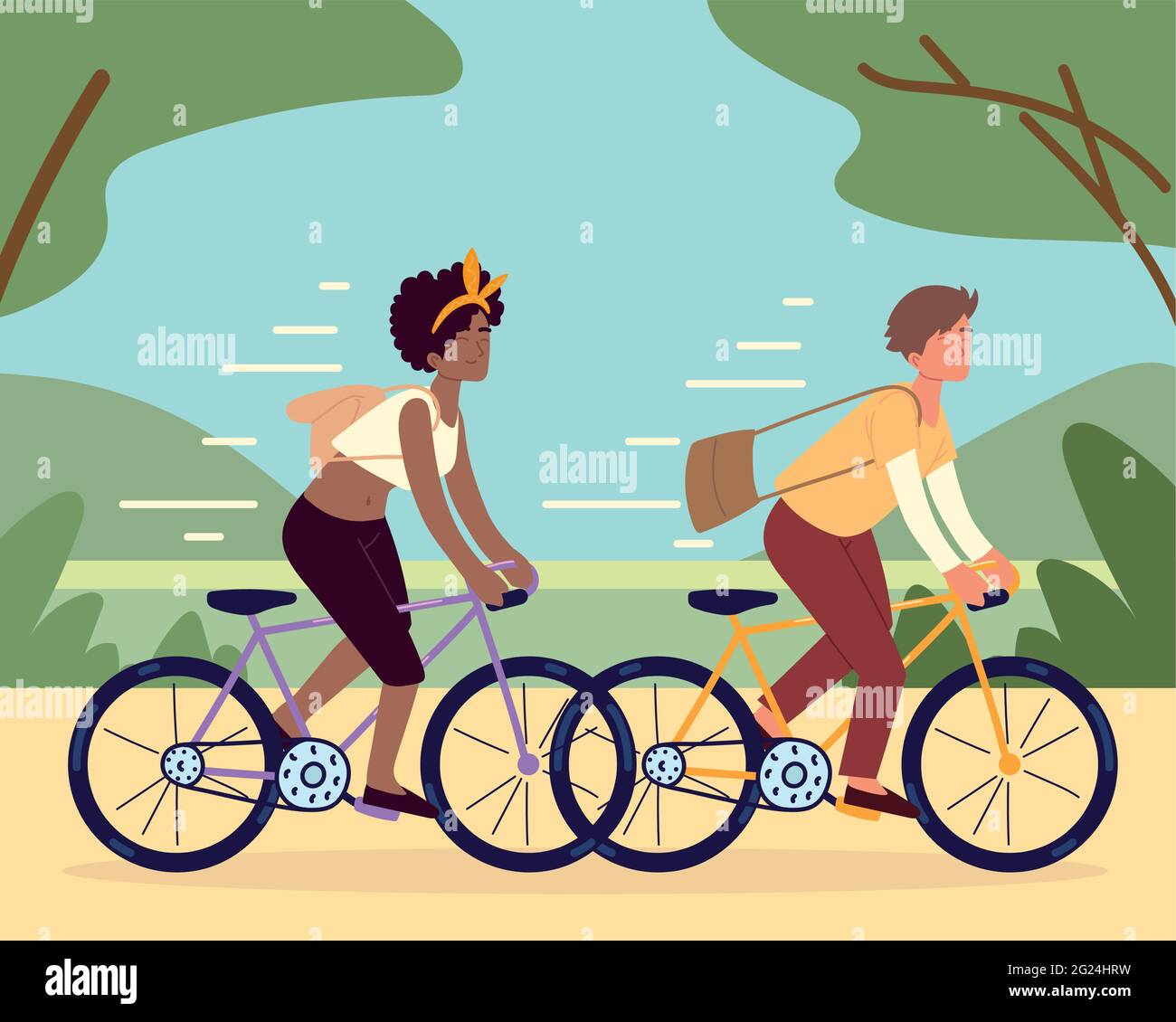 couple on bikes Stock Vector Image & Art - Alamy