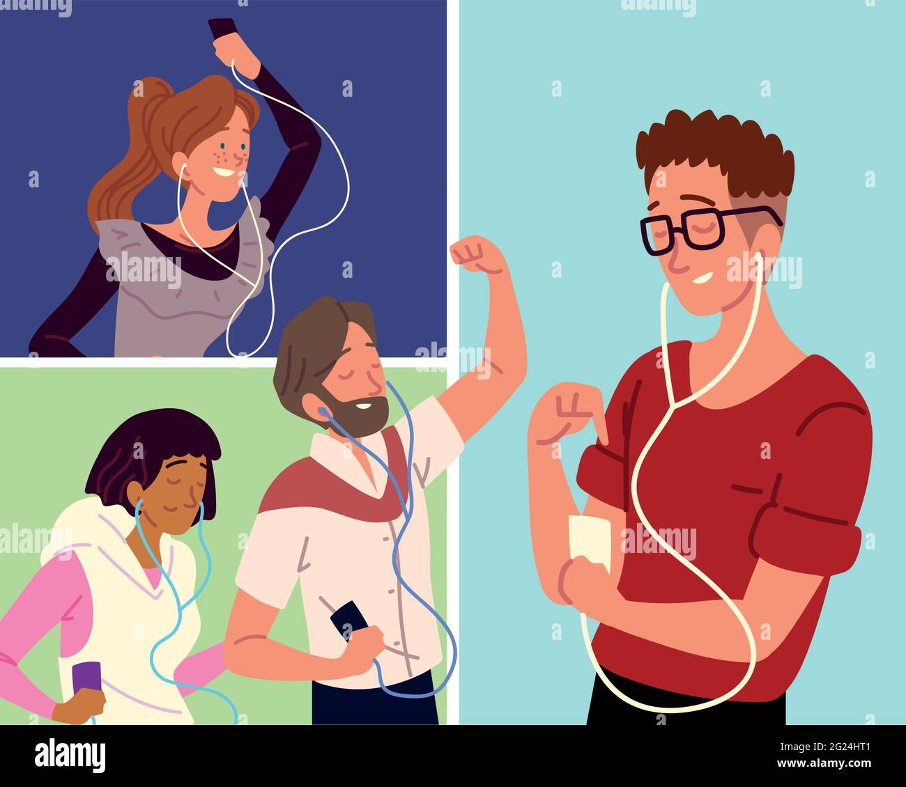 different people using earphones Stock Vector Image & Art - Alamy