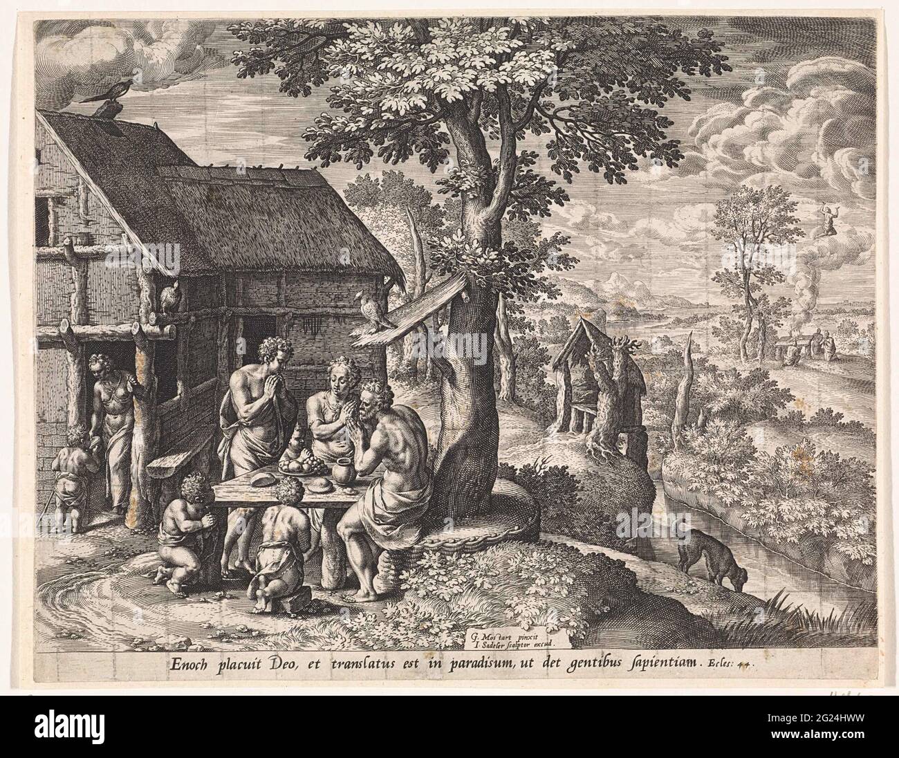 Enoch prays with his family. Enoch sits with his family at the table ...