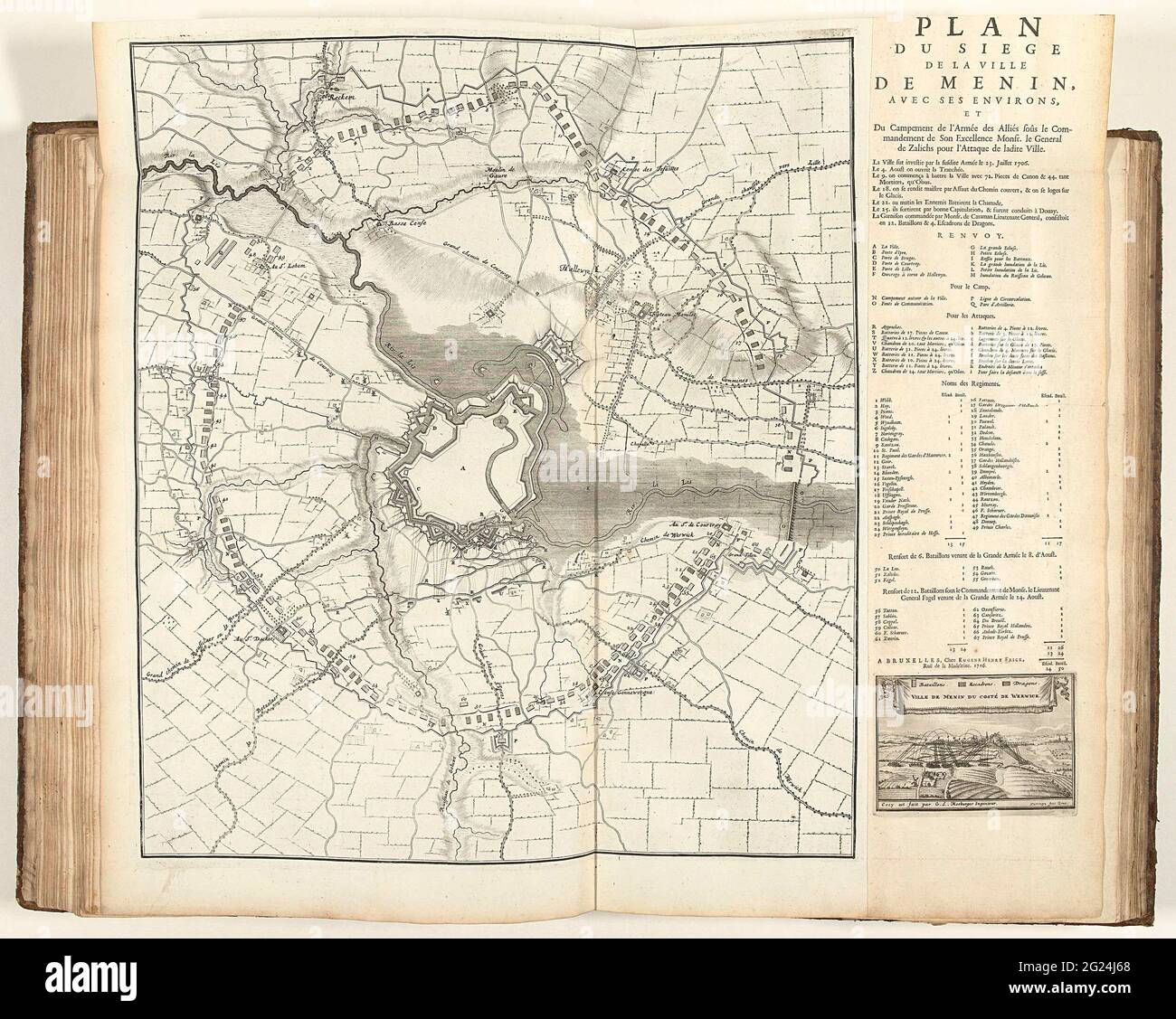 Map of the siege of Menen, 1706; Plan du Siege de la Ville de Menin ...