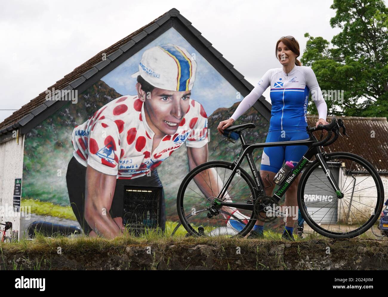Philippa York at the unveiling of a mural of cyclist Robert Millar, on ...