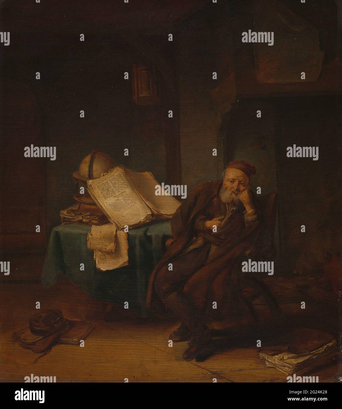 Philosopher in His Study. A philosopher in his study. Old man sitting ...