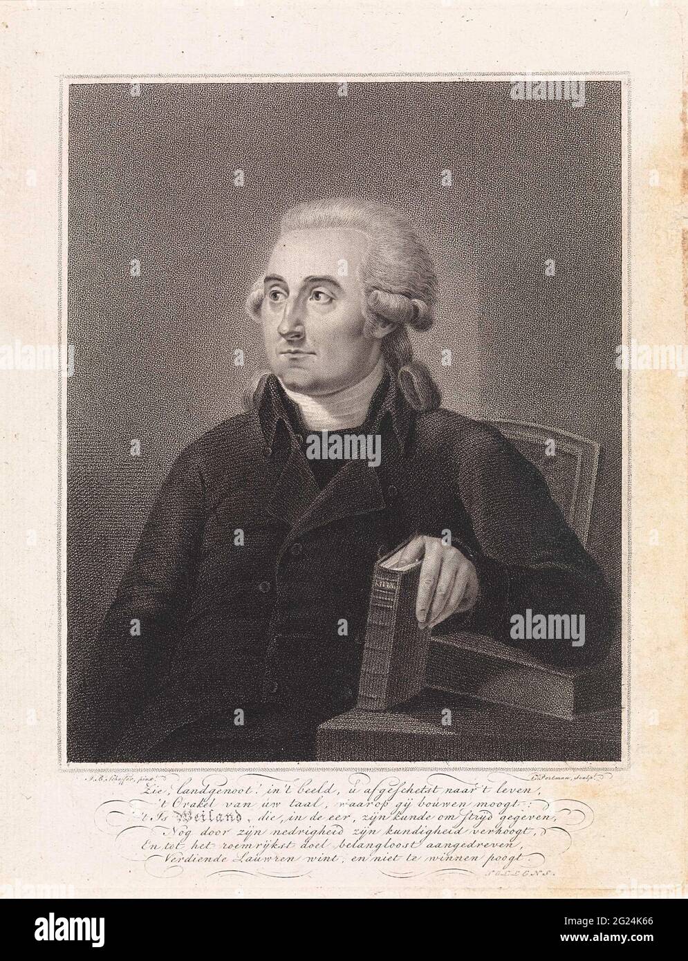 Portrait of Pieter Weiland, linguistic and remonstrants pastor. In his ...