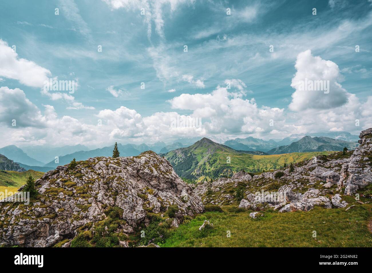 Panoramic view of the Dolomites, Italy Stock Photo - Alamy