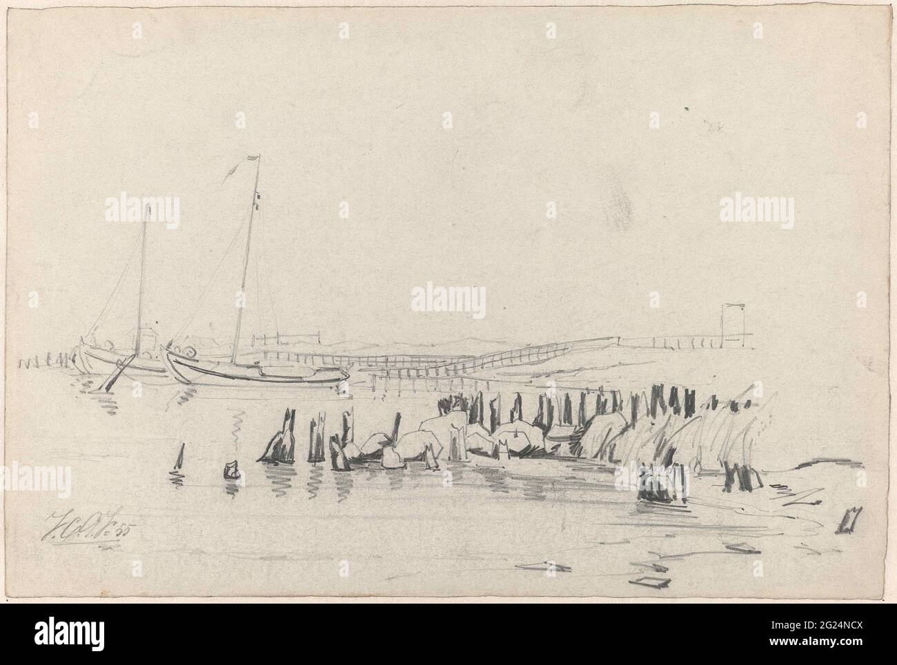 Coastal landscape with palisade Stock Photo - Alamy