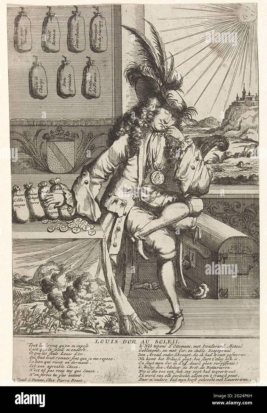 Cartoon at Louis Willem van Baden-Baden, 1705; Louis d'Or Au Soleil ...