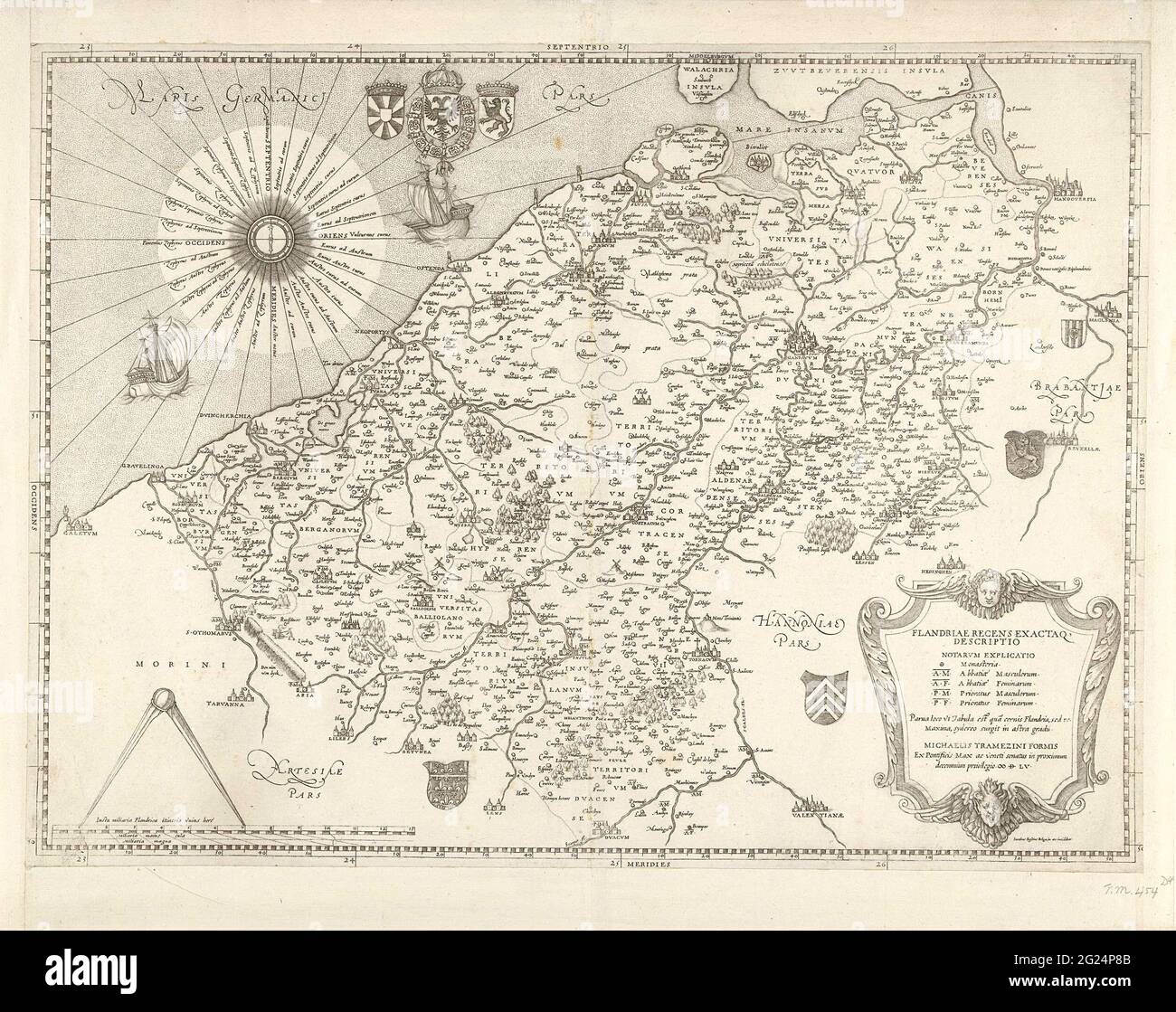 Map of Flanders and Hainaut, 1555; Flandriae Recens Exactaq Descriptio ...