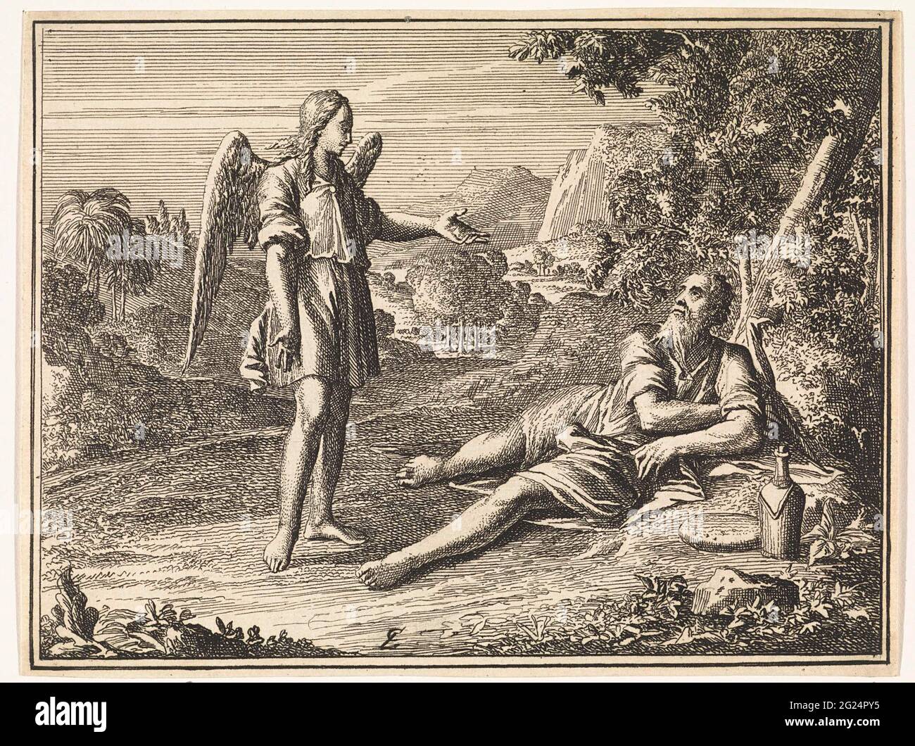 Elijah visited by an angel in the desert Stock Photo - Alamy