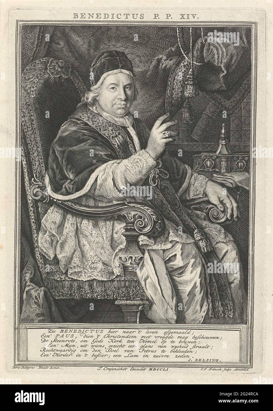Portrait of Pope Benedict XIV; Benedict P.P. XIV. Pope Benedict XIV ...