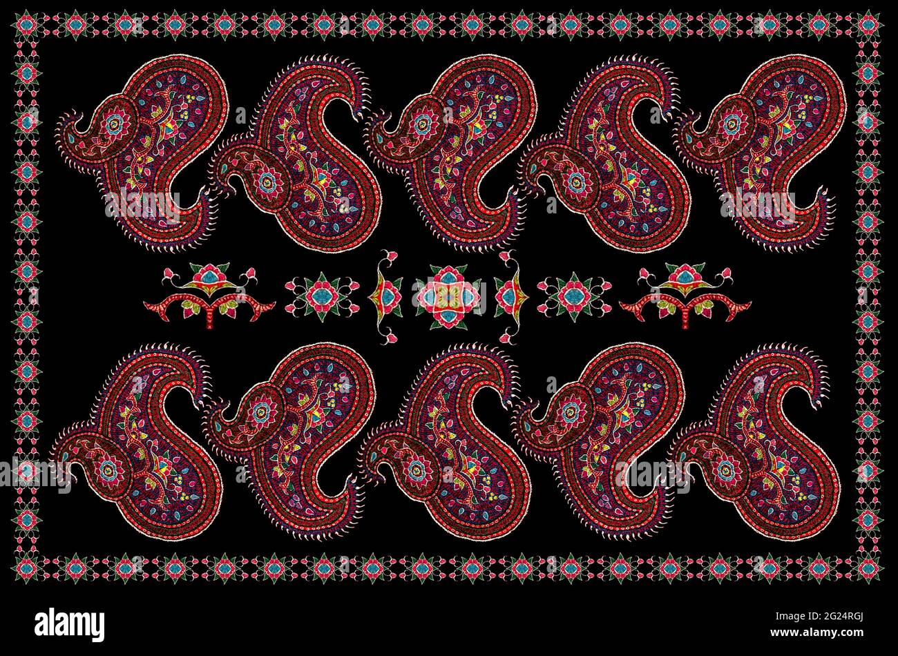 Indian paisley decoration with leaves hi-res stock photography and ...