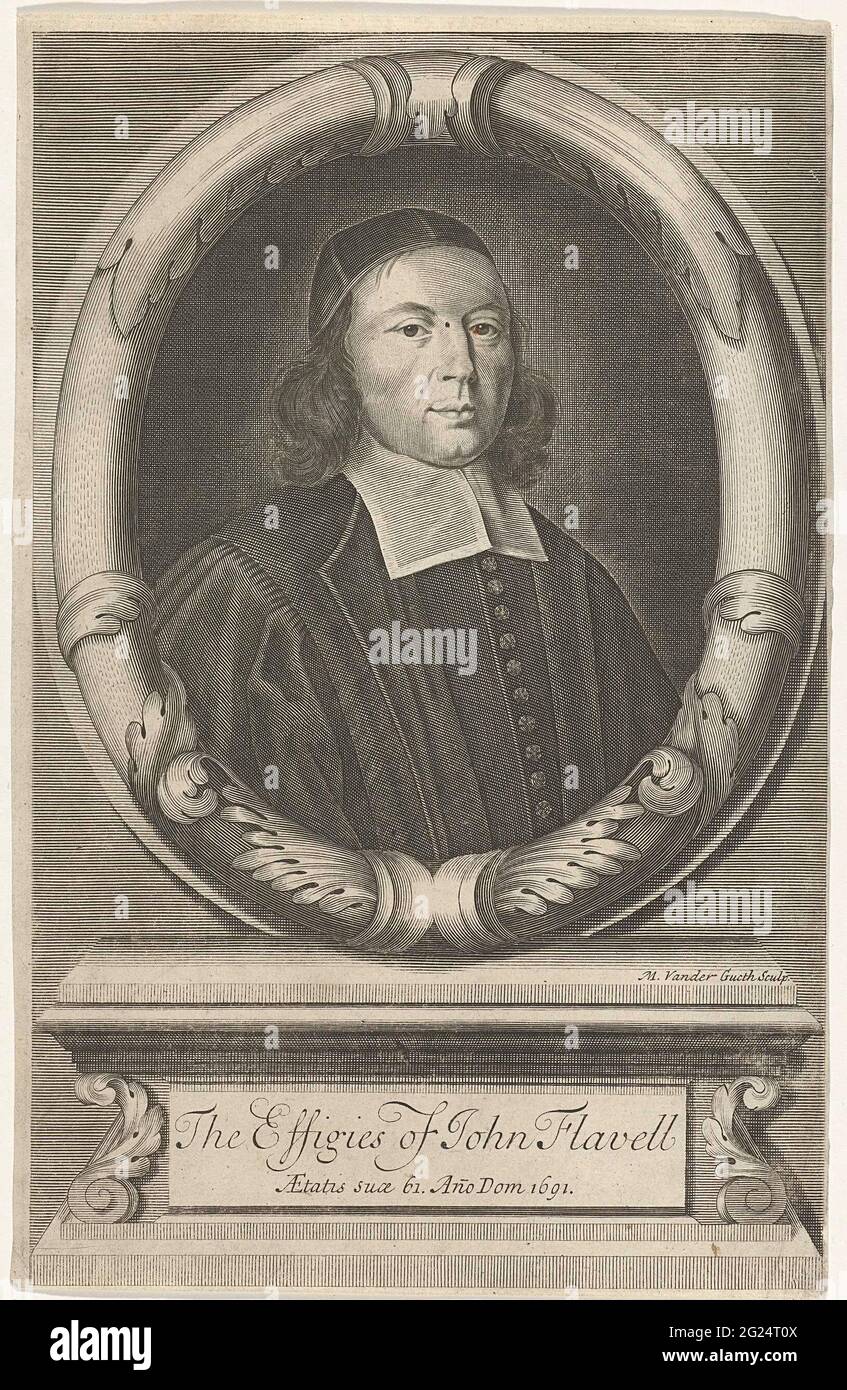 Portrait of John Flavel. Bust portrait of John Flavel in Gown, with ...