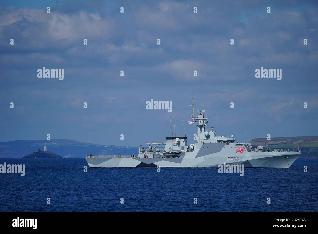 HMS Tamar, a Batch 2 River-class offshore patrol vessel of the Royal ...