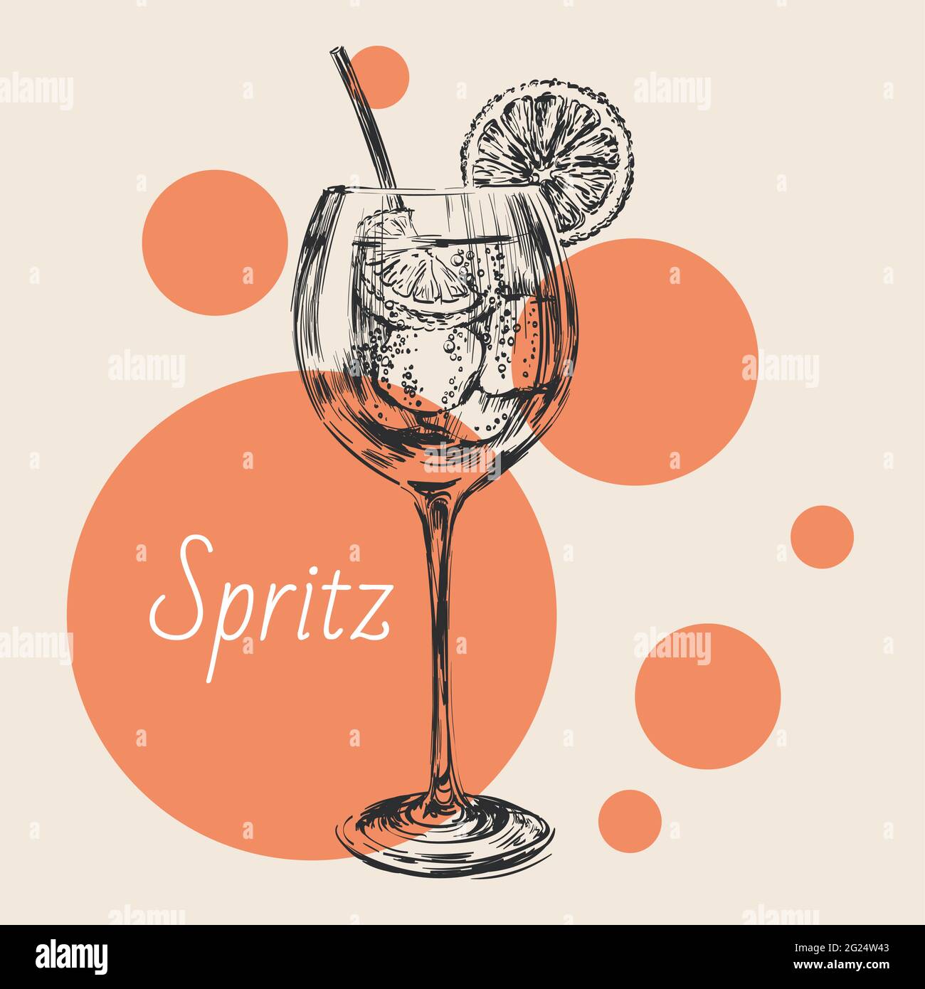 Spritz Hand Drawn Summer Cocktail Drink Vector Illustration Stock ...