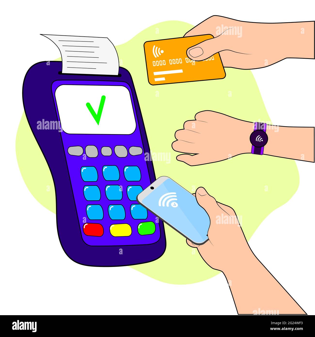 Contactless payment. Credit card. POS terminals NFC technology.Vector ...