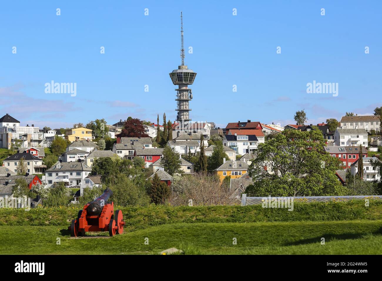 View of the Tv tower from the Cristianstein fortress in the Norwegian ...