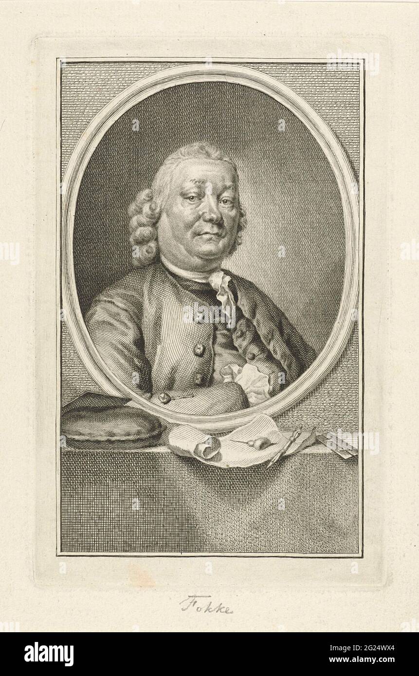 Portrait of Simon Fokke. Portrait of the engraver Simon Fokke in an ...