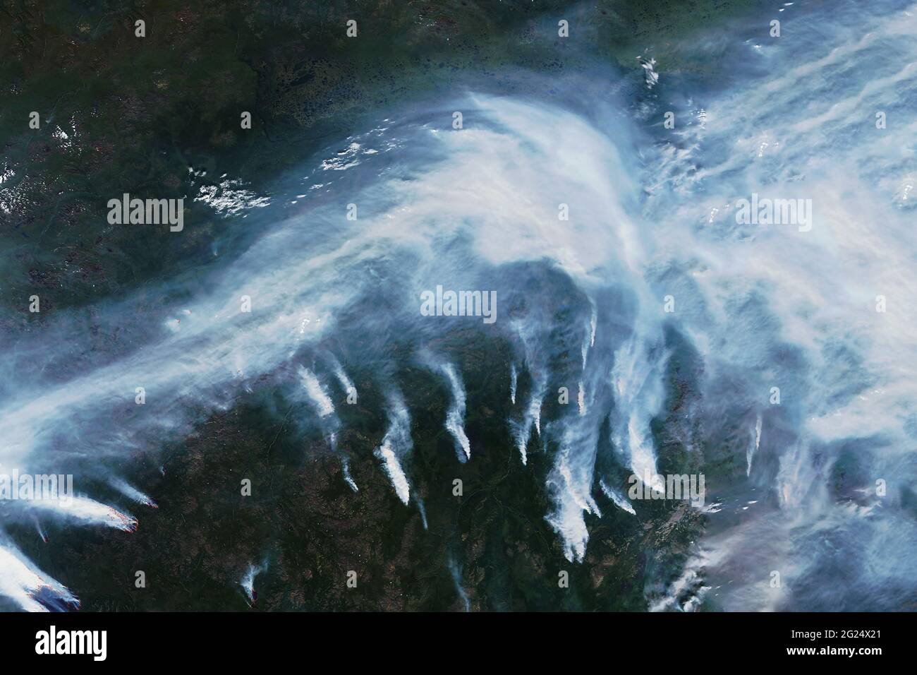 Forest fire from space. Elements of this image were furnished by NASA ...