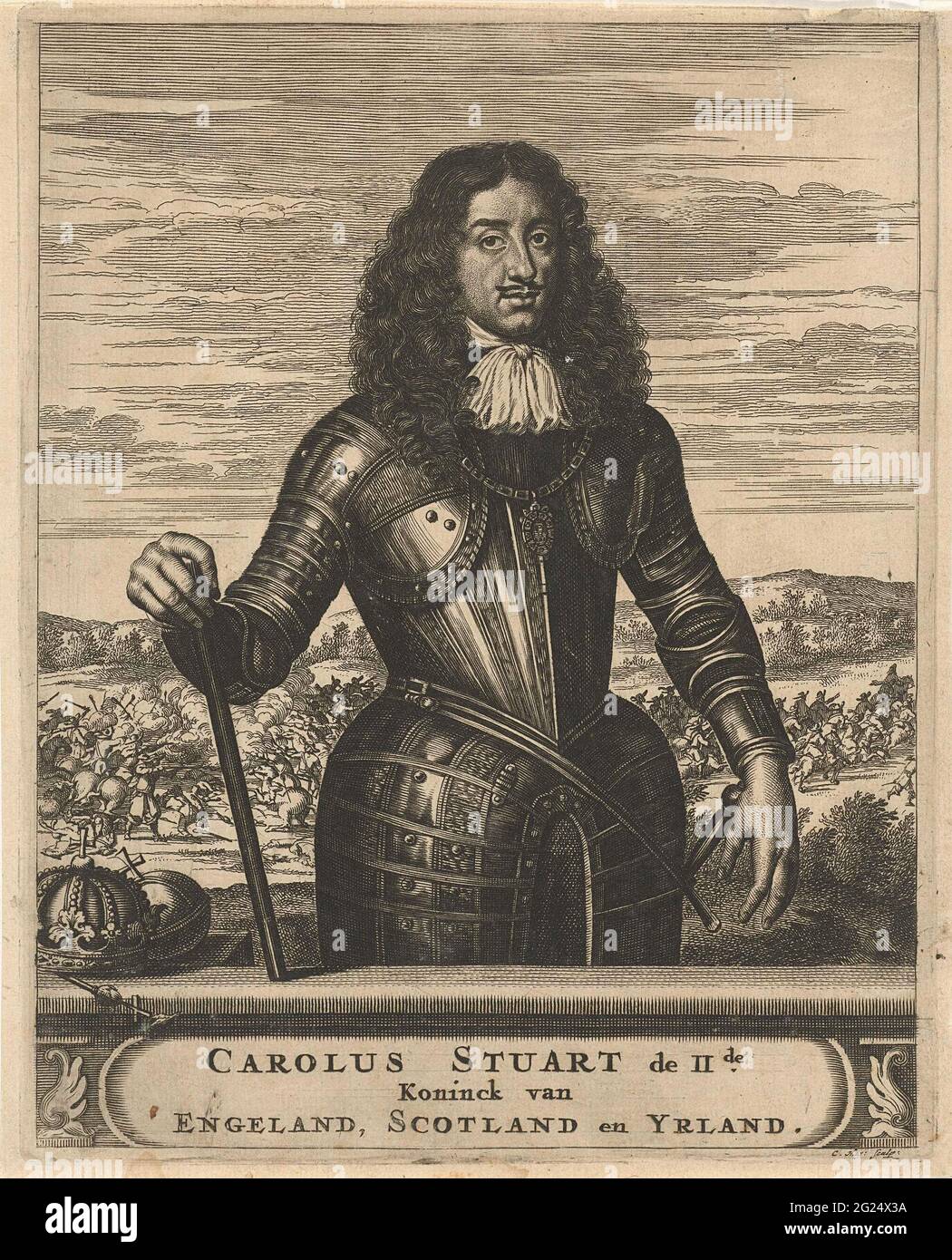 Portrait of Karel II, king of England. Karel II knee piece, king of ...