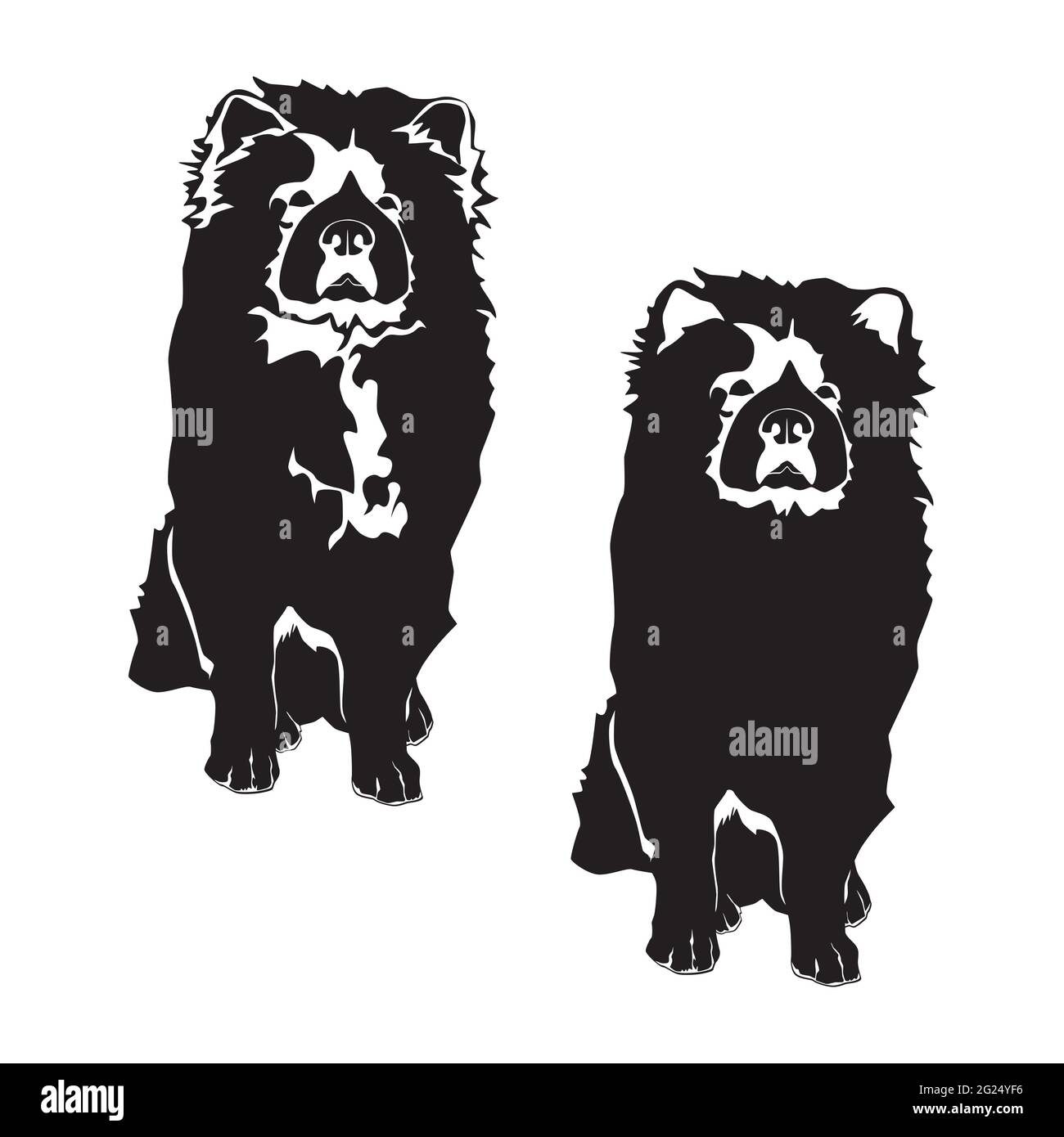 Chow chow black silhouette, vector illustration isolated on white ...