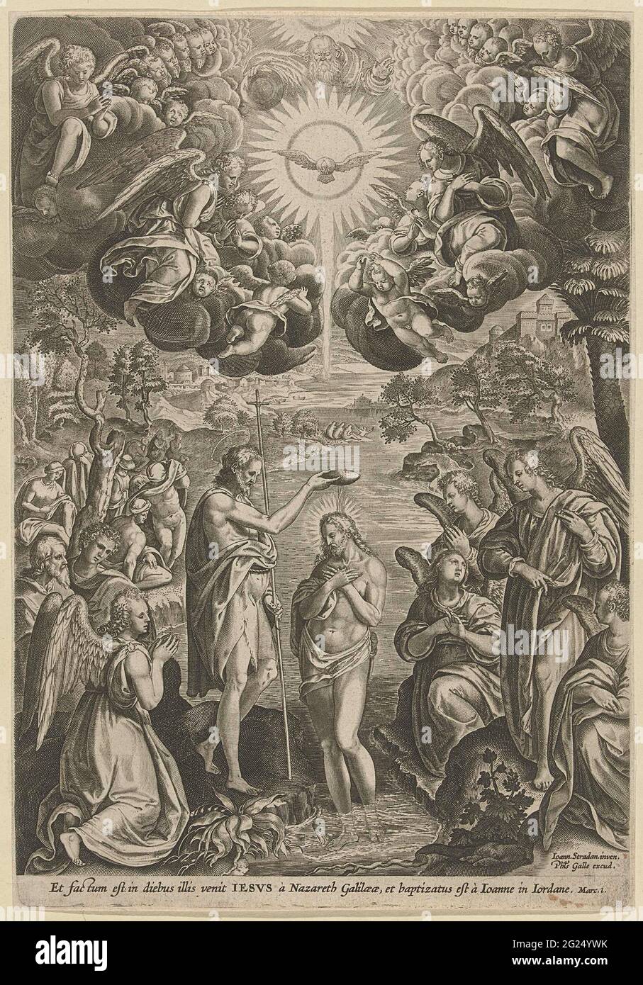 Baptism of Christ. Christ is in the Jordaan with his feet and is baptized by John the Baptist ...