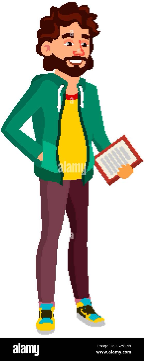 young man checking order with checklist paper cartoon vector Stock ...