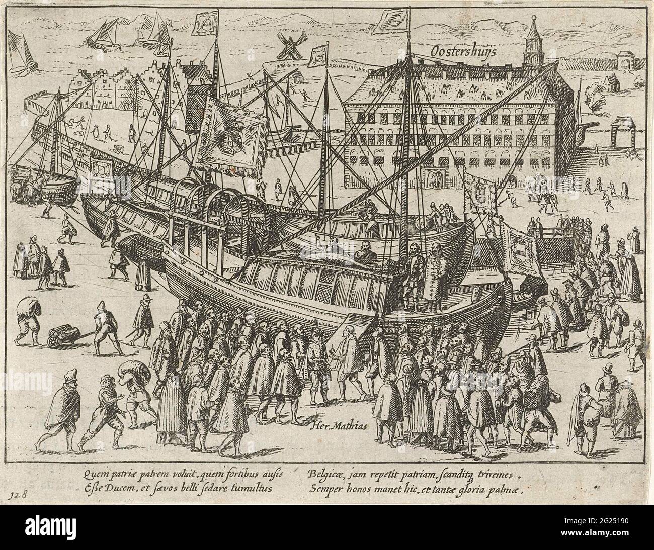 Archduke Matthias leaves from the Netherlands, 1581. The departure of ...