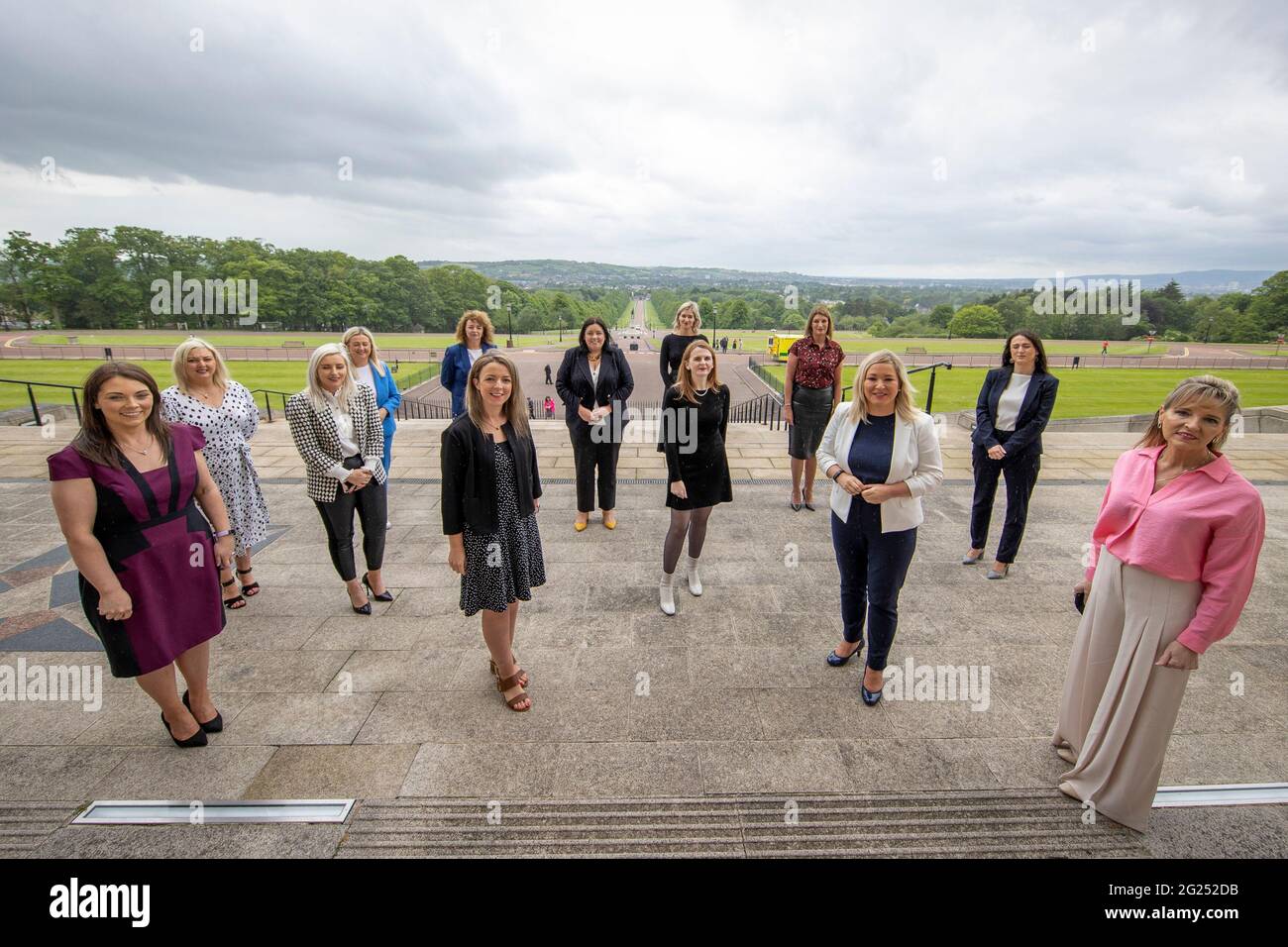 Deputy First Minister Michelle O'Neill (third from right) with her Sinn ...