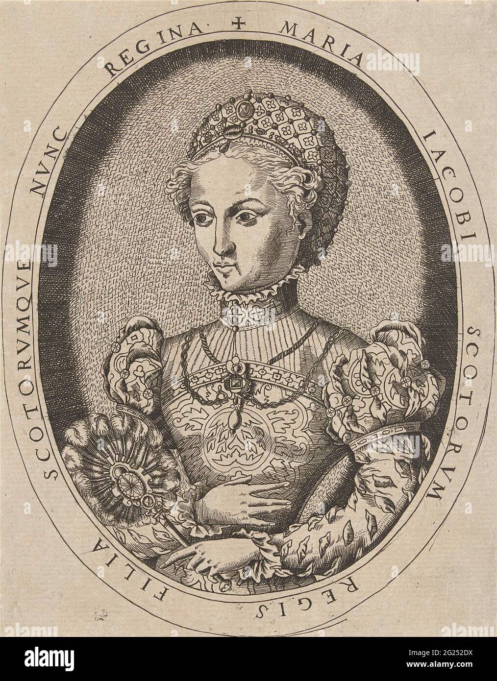 Portrait of Maria I Stuart, Queen of Scotland. Halven portrait to the ...