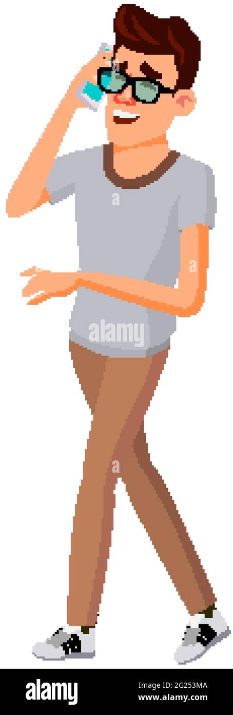 intellectual man has funny discussion on cellphone cartoon vector Stock ...