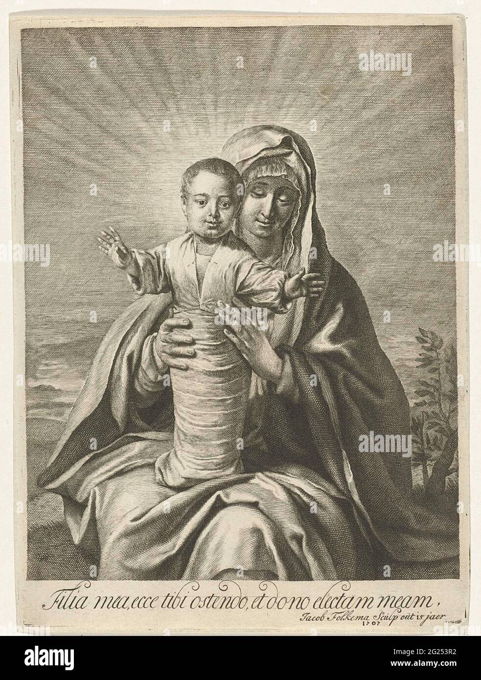 Maria with child. Maria with the brought Christ child, standing on her ...