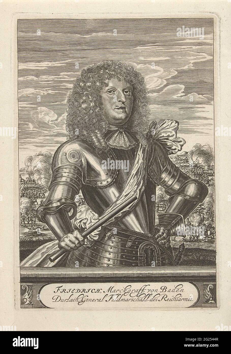 Portrait of Frederik IV from Baden. Portrait in half towards the right ...