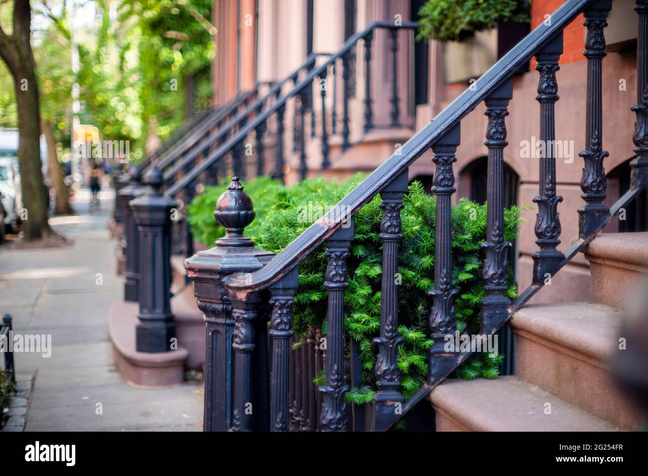 A row of stoops attached to brownstones in Greenwich Village in New ...