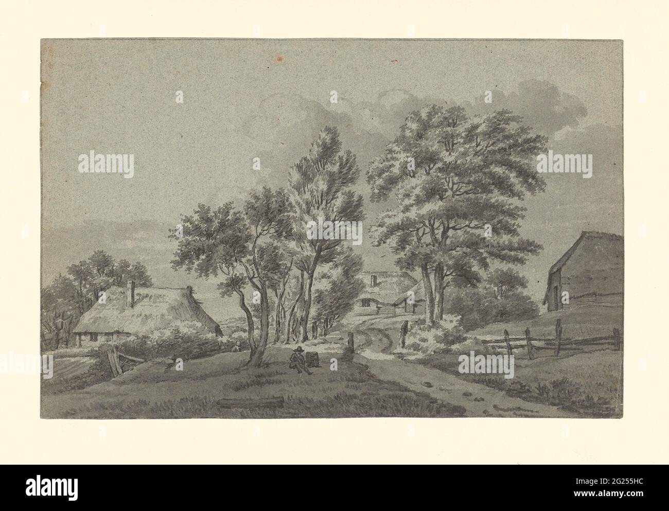 Landscape with three farms Stock Photo - Alamy