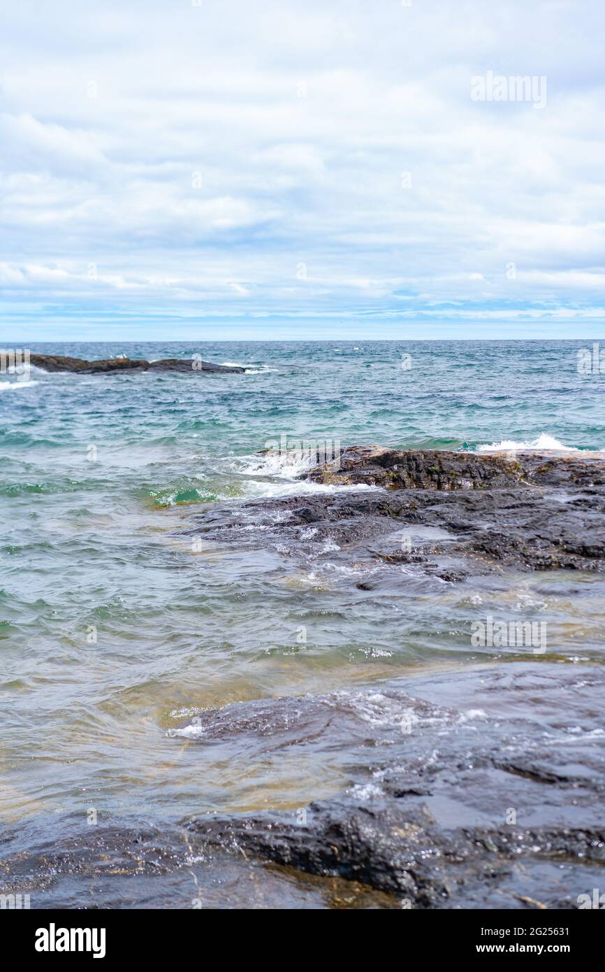 Lake Superior overviewed from Marquette shore line upper peninsula ...
