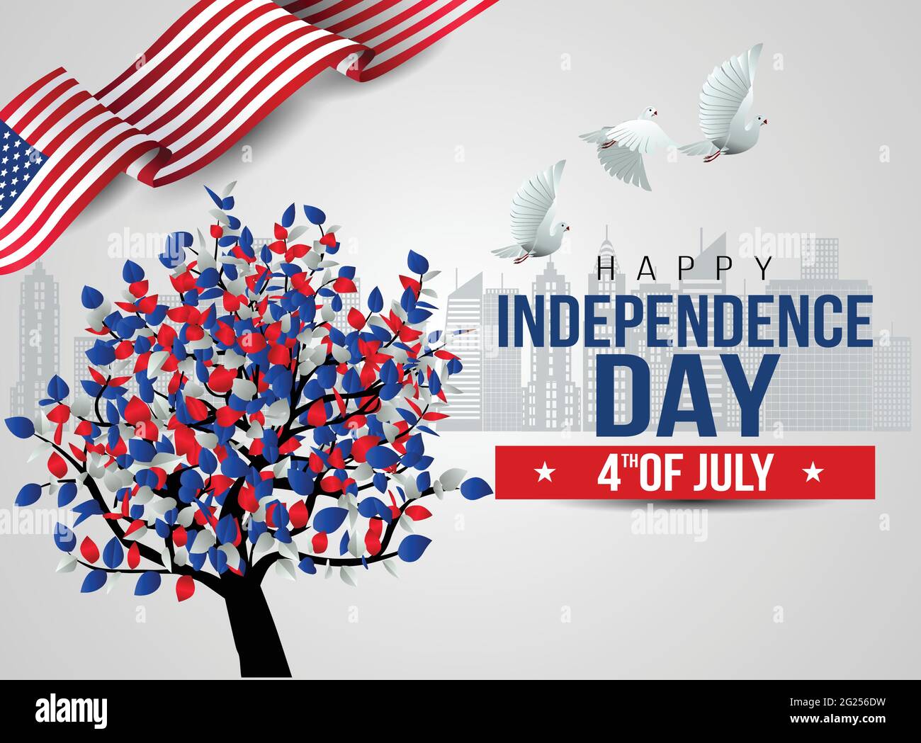 Vector - 4th of July Happy Independence Day American flag and pigeon ...